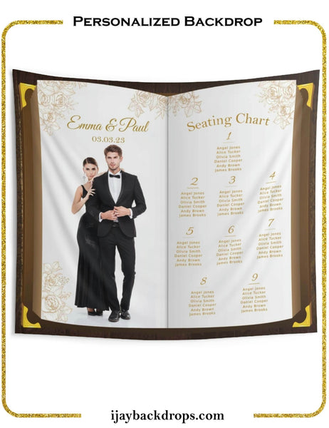 Seating Chart Book Backdrop Large Wedding Personalized Seating Chart B ...