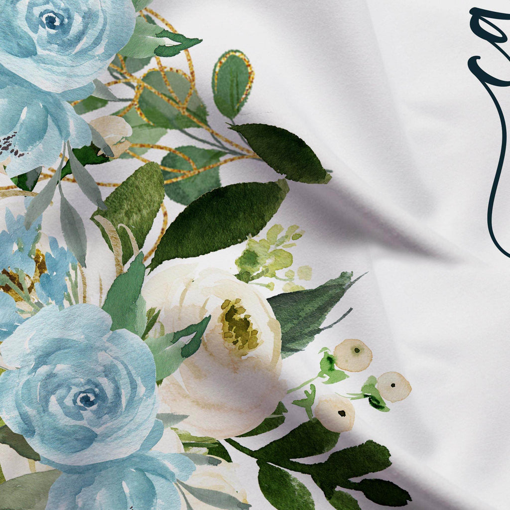 Personalized Blue Floral Baby Shower Backdrop | Custom Name Decor ...