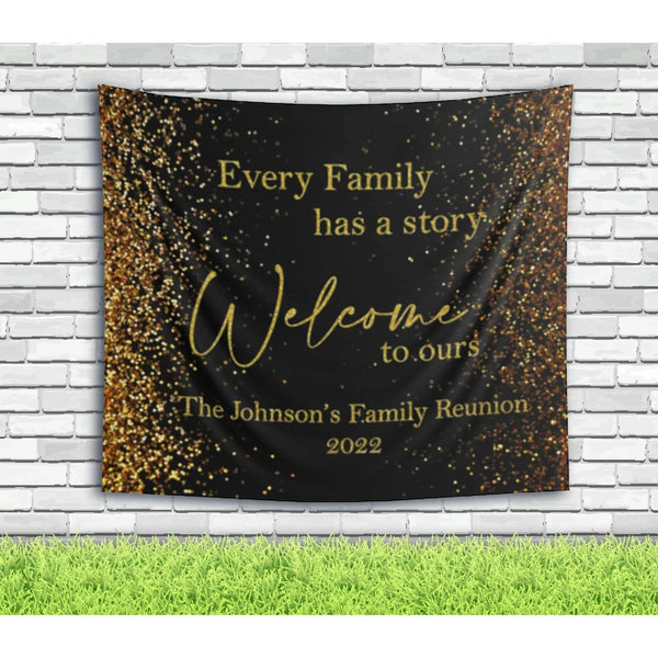 Family Reunion Backdrop - Black and Gold – iJay Backdrops
