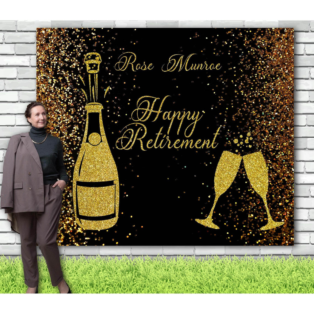 Retirement Backdrop - Black and Gold – iJay Backdrops