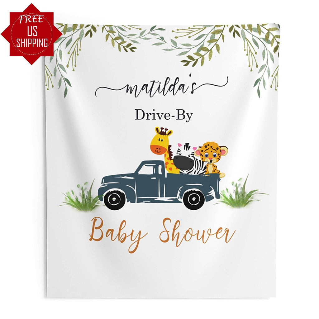Drive-By Greenery Truck Baby Shower Backdrop – iJay Backdrops